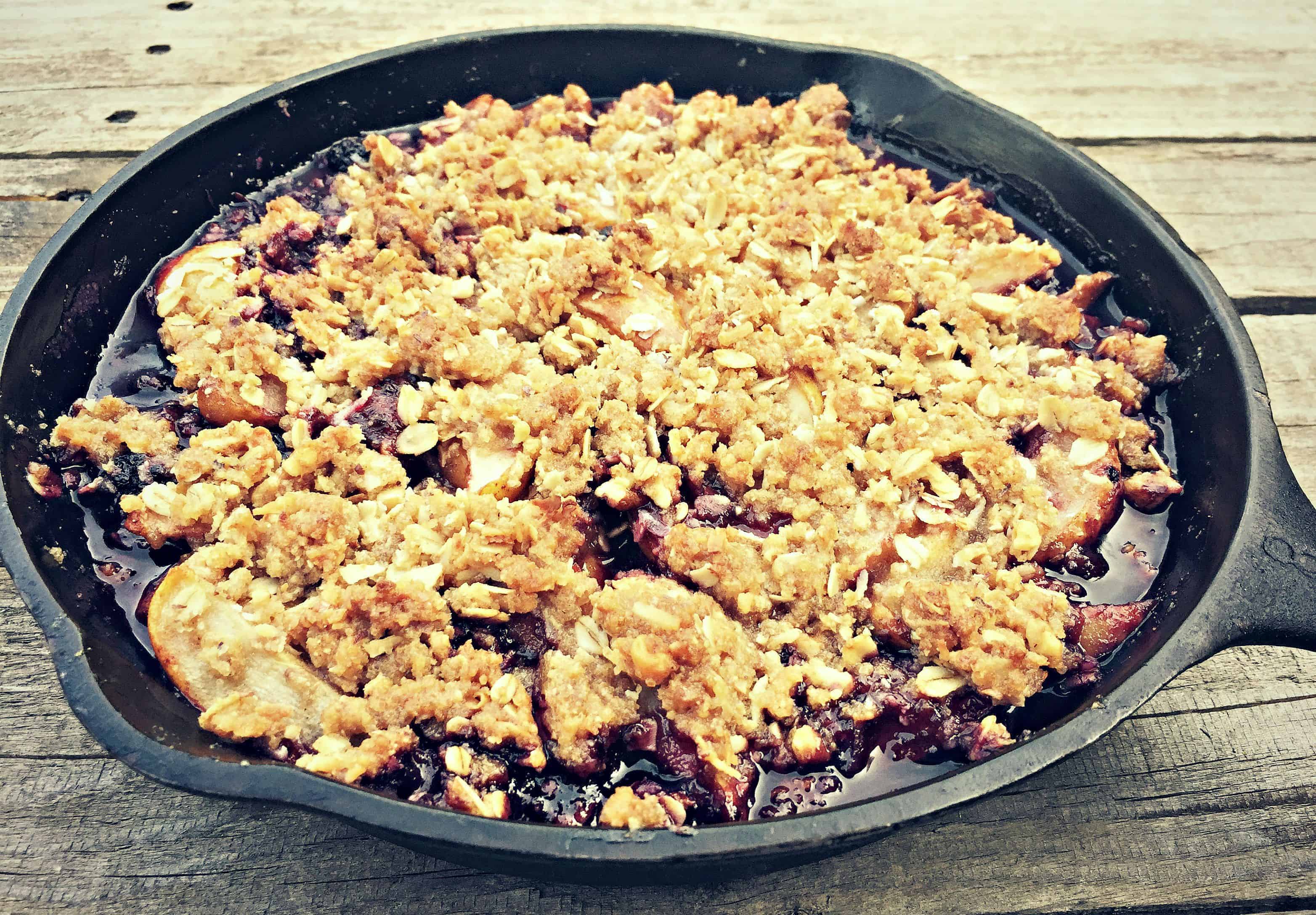 Skillet Pear and Blackberry Crisp