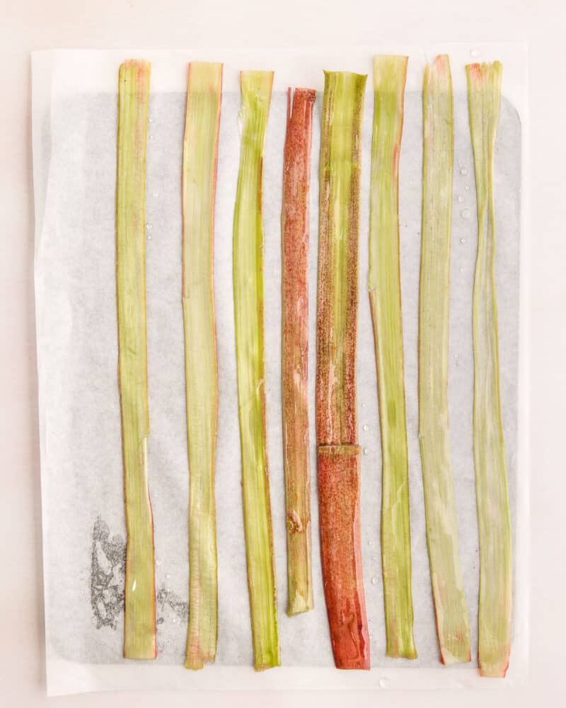 Candied Rhubarb Ribbons: Dessert or Drink Garnish