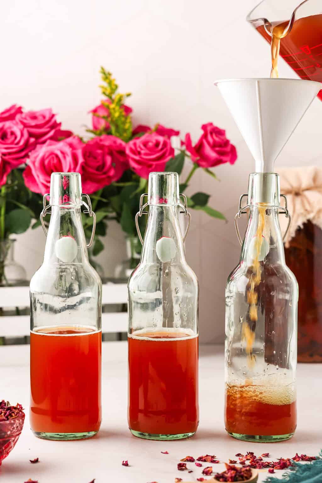 How to Make Rose Kombucha: Second Ferment
